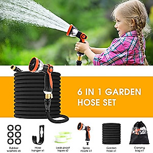 Garden Hose 25 50 100ft with Brass Connector & 3 Layers Latex, Garden Hoses with 10 Function Spray Nozzle, Long Car Wash Water Hose for 3/4 Standard Faucet