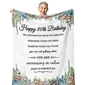 80th Birthday Gifts for Women/Men, Best 80th Birthday Gifts Ideas, Best Birthday Gifts for 80th, 80th Birthday Gifts for Dad/Mom, Happy 80th Birthday Gifts for Parents/Grandparents, Blanket 60X50in