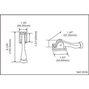 QCAA Solid Brass Drop Down Door Stop, 4", Matte Black, 1 Pack