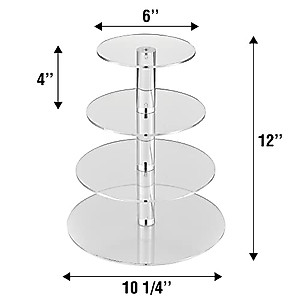 Cupcake Tower Stand | Acrylic Muffin Tower Fits 36 Cupcakes | 4 Tier Cake Stand for Wedding Cakes, Parties and Décor | Clear