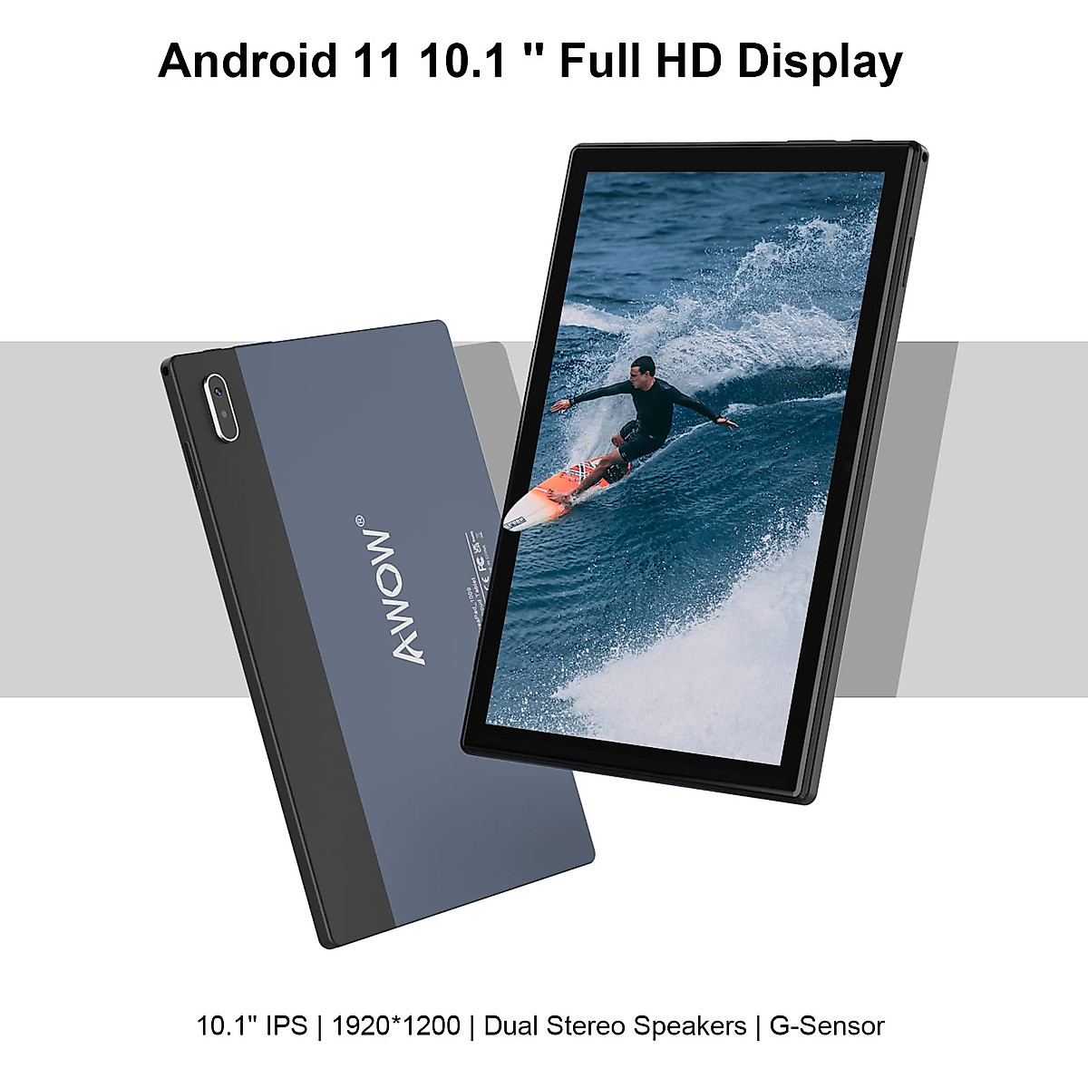 Android Tablet, 10.1 inch Android 11 Tablets 4GB RAM 128GB ROM, Octa-Core Processor, FHD 1920x1200 IPS Touchscreen, 2.4G/5G WiFi, BT 5.0, 5000mAh, Stereo Speakers, Google GMS Certified Tablet PC