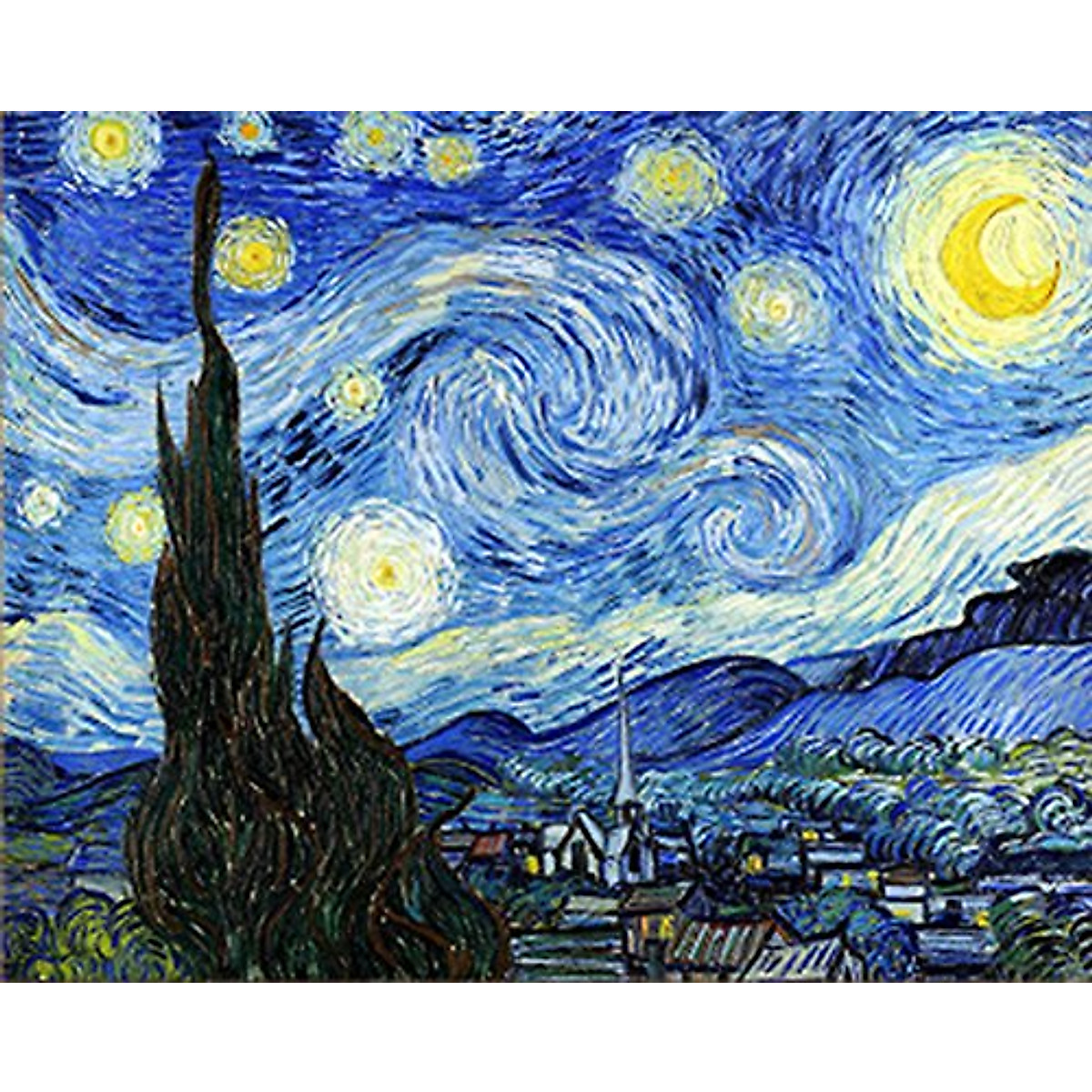 Wowdecor Paint by Numbers Kits for Adults Kids, DIY Number Painting - Starry Night by Van Gogh Beautiful Sky 40 x 50 cm Stamped Canvas (No Frame)