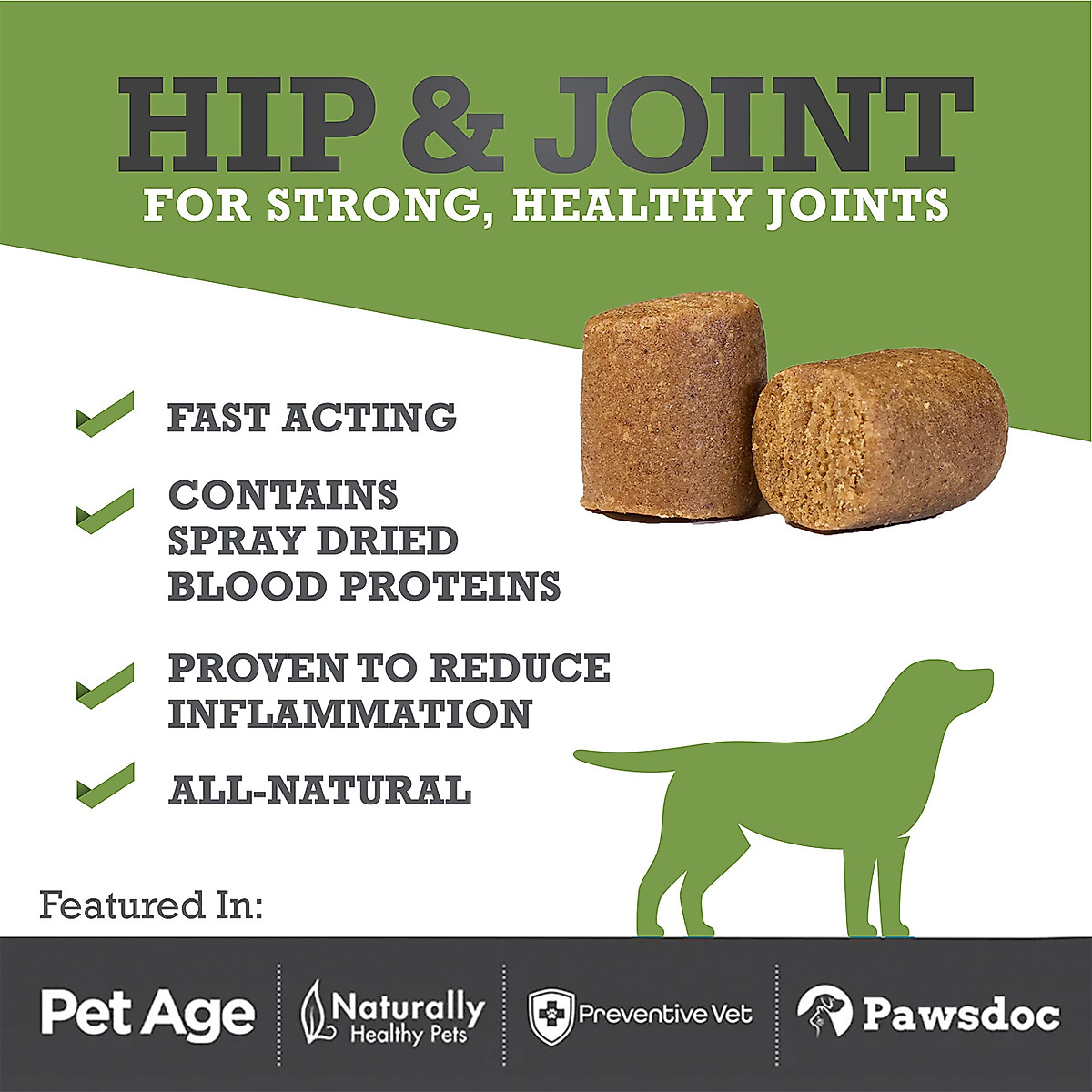 WINPRO | Dog Hip and Joint Supplement, Plasma-Powered Chews for Joint Support in Dogs of All Breeds and Sizes, Fast Acting with Collagen, 60 Count, Made in USA