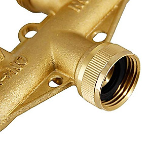 Triumpeek 4 Way Brass Hose Splitter, Heavy Duty 4-Way Garden Hose Connector 3/4 Inch, Solid 4 Way Hose Adapter