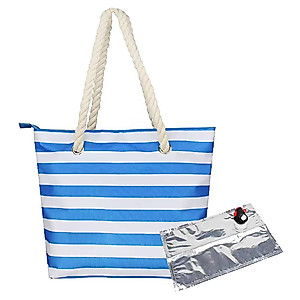 Famolay Beach Wine Tote Bag, Wine Cooler Bag Leakproof Insulated Purse Carrier with Spout Hidden Compartments, Holds 2 bottles of Wine for Travel, BYOB Restaurant, Party, Dinner