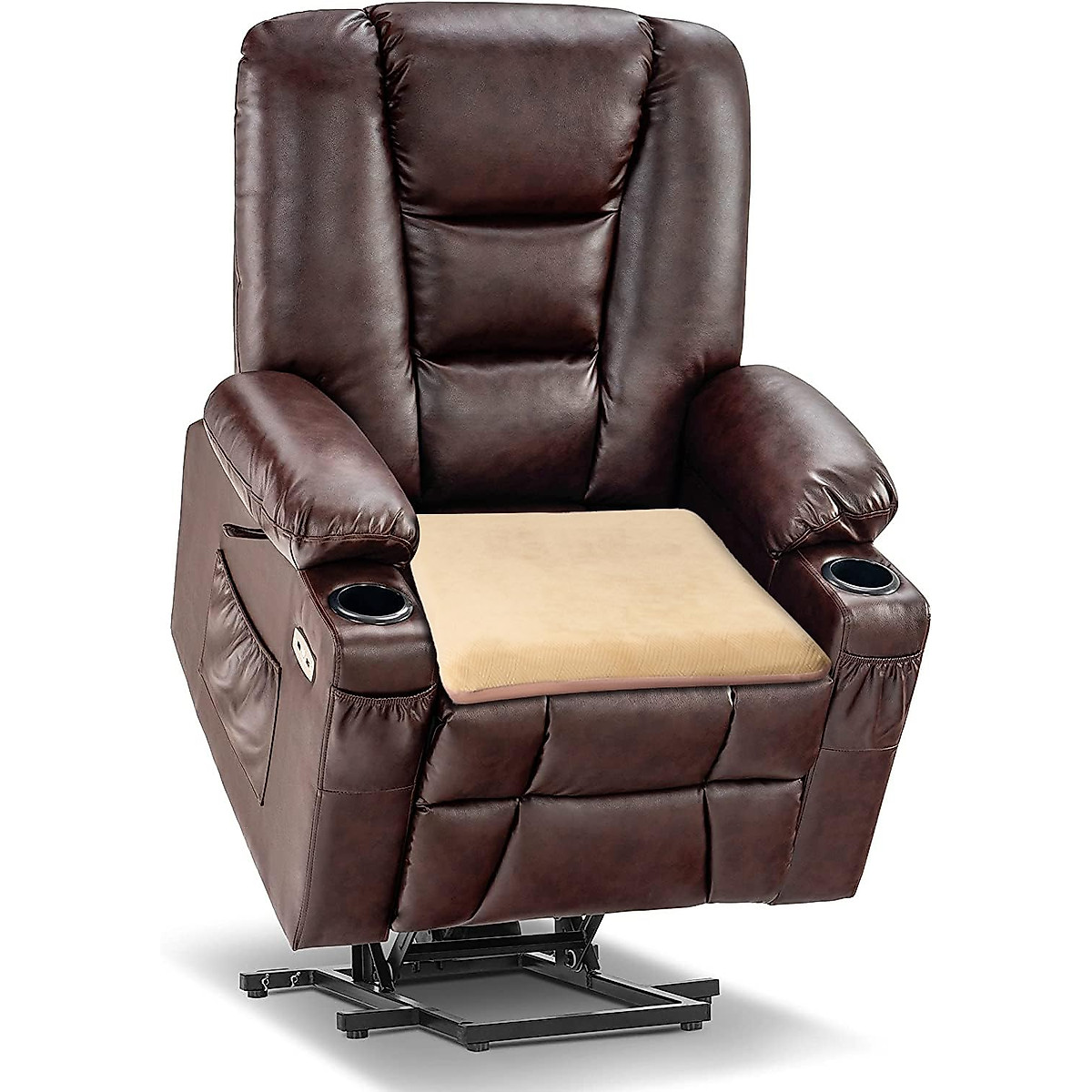 Sigmat Recliner Cushion for Elderly with Memory Foam 20x20x3 Inches Large Square Seat Cushion for Recliner Chair, Floor Pillow, Truck Seat Cushion Camel