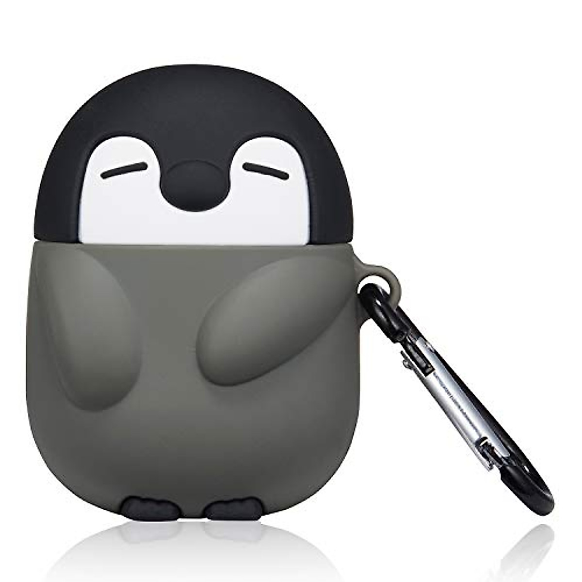 Oqplog for AirPod 2&1 Case, Protective Soft Silicone Cute Cartoon Fun Fashion Cover for Girls Teens Kids Air Pods, Animal Cool Shockproof Design Skin Accessories Cases for Airpods 1/2 - Q Grey Penguin
