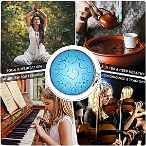 Steel Tongue Drum - 15 Note 14 Inch Tongue Drum - Tongue Drum Instrument - Hand Pan Drums with Music Book, Steel Handpan Drum Mallets and Carry Bag, D Major