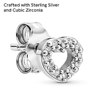 PANDORA Open Heart Stud Earrings - Great Gift for Her - Stunning Women's Earrings - Sterling Silver & Cubic Zirconia