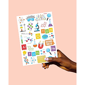 xo, Fetti Science Party Temporary Tattoos - 62 Silver Foil Styles | Future Mad Scientist Birthday Party Supplies, Educational Science Favors, Scientific Arts and Crafts