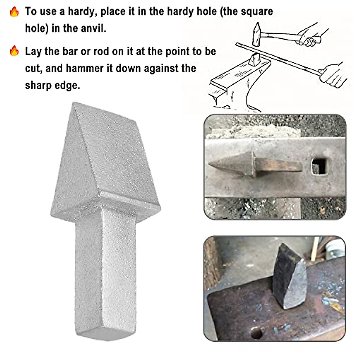 Blacksmith Anvil Hot Cut Hardy Tool 1'' Shank Cutter For Forging Cutting Blacksmithing Tools Forged