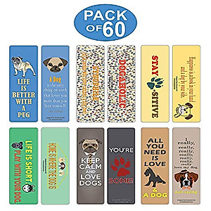 Creanoso Inspiring Dog Lover Bookmark Gifts for Owners (60-Pack) – Six Assorted Quality Dog Themed Bookmarks Bulk Set – Premium Gift for Dog Pet Owners Lovers