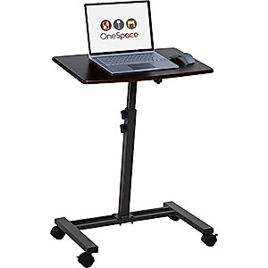 OneSpace Angle and Height Adjustable Mobile Laptop Computer Desk, Single Surface, Dark Walnut