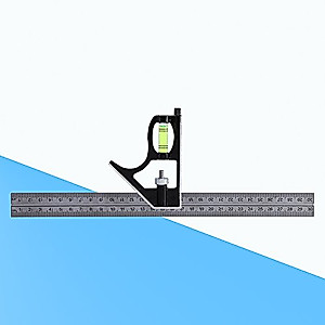 Combination Square 300mm 12-Inch Heavy Duty Professional Inch/Metric Stainless Steel Level & Tool,Metal-Body Carpenter's Tool,12" (Combination Square)