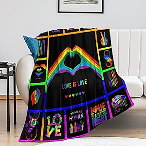LGBT Blanket Gay Pride Throw Rainbow LGBT Colorful Flannel Soft Warm Blankets Lightweight Fuzzy Plush for Men Women LGBT Gifts 50"x60"