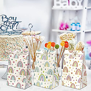 TOSPARTY Unicorn Rainbow Party Favors Candy Treat Gift Bags with Stickers for Birthday Wedding Baby Shower Party Supplies (bkue)