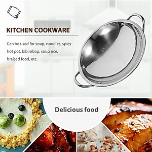 Zerodeko Paella Pan Stainless Steel Pow Wok Stir Fry Pans with Dual Handle Shabu Hot Pot Traditional Binaural Wok Japanese Cookware for Induction Cooktop Electric Gas 24CM