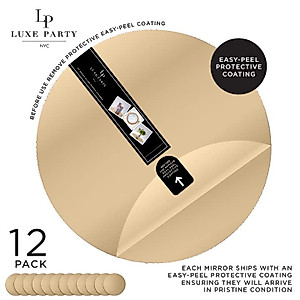 LUXE PARTY 12 Pack Round Mirror Charger Plate | Lightweight |Decorative Dinnerware | Dinner Party | Wedding | Events | Table Setting | Gold