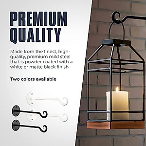 Monarch Abode 20044 Wall Mount Plant Hook Premium Metal Decorative Hanging Bracket for Plants Bird Feeders Planters Home Decor, Heavy Duty, 7.5 inch, Set of 2, Classic White