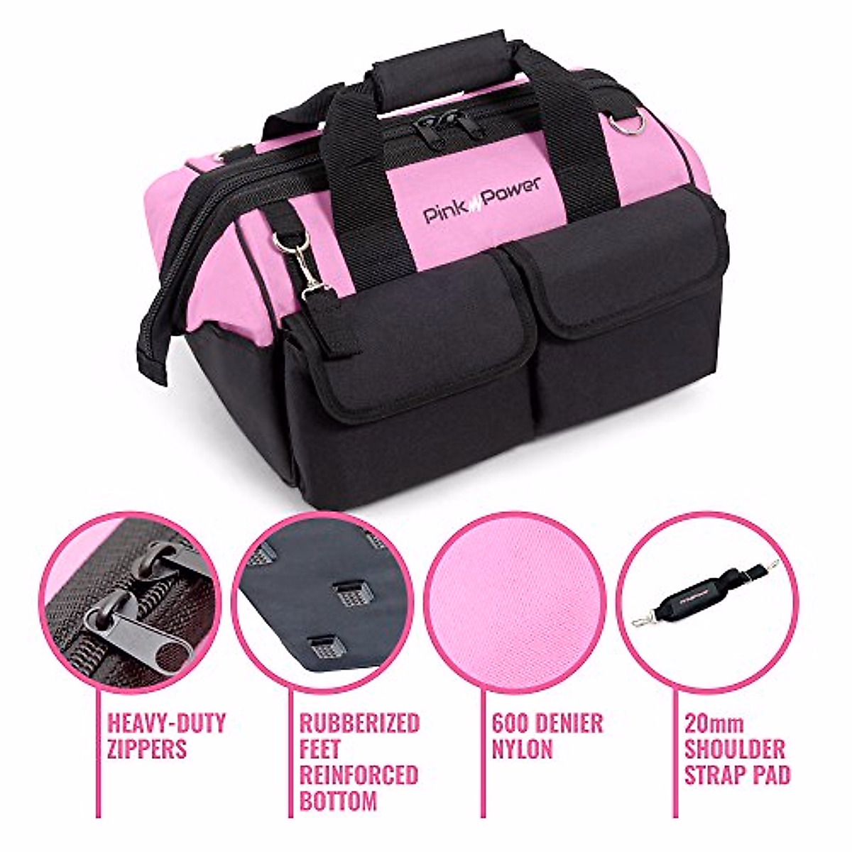 Pink Power Drill Set for Women - 18V Lightweight Pink Cordless Drill Driver & Electric Screwdriver Combo Kit with Tool Bag for Ladies Home Tool Kit - Wireless Pink Drill Set with Battery and Charger