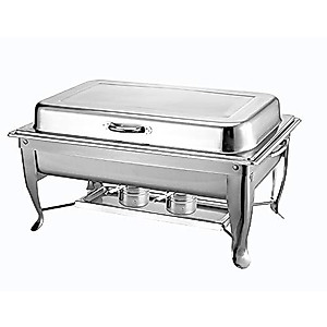 CHEFQ [2 Pack| 8Qt Deluxe Hinged Chafing Dish Foldable Frame Buffet Chafer Stainless Steel Food Warmer and 2 Aprons