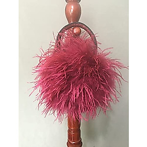LVCOMEFF Women Ostrich Feather Purse Mini Handbag for Party Furry Casual Daily 2023 Bubblegum Color…