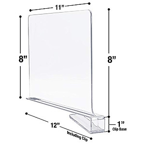 Sorbus 6 Acrylic Shelf Dividers for Shelves, Great Organizer for Clothes, Linens, Purse Separators, Versatile for Closets, Kitchen Cabinets, Bedroom (6-Pack)