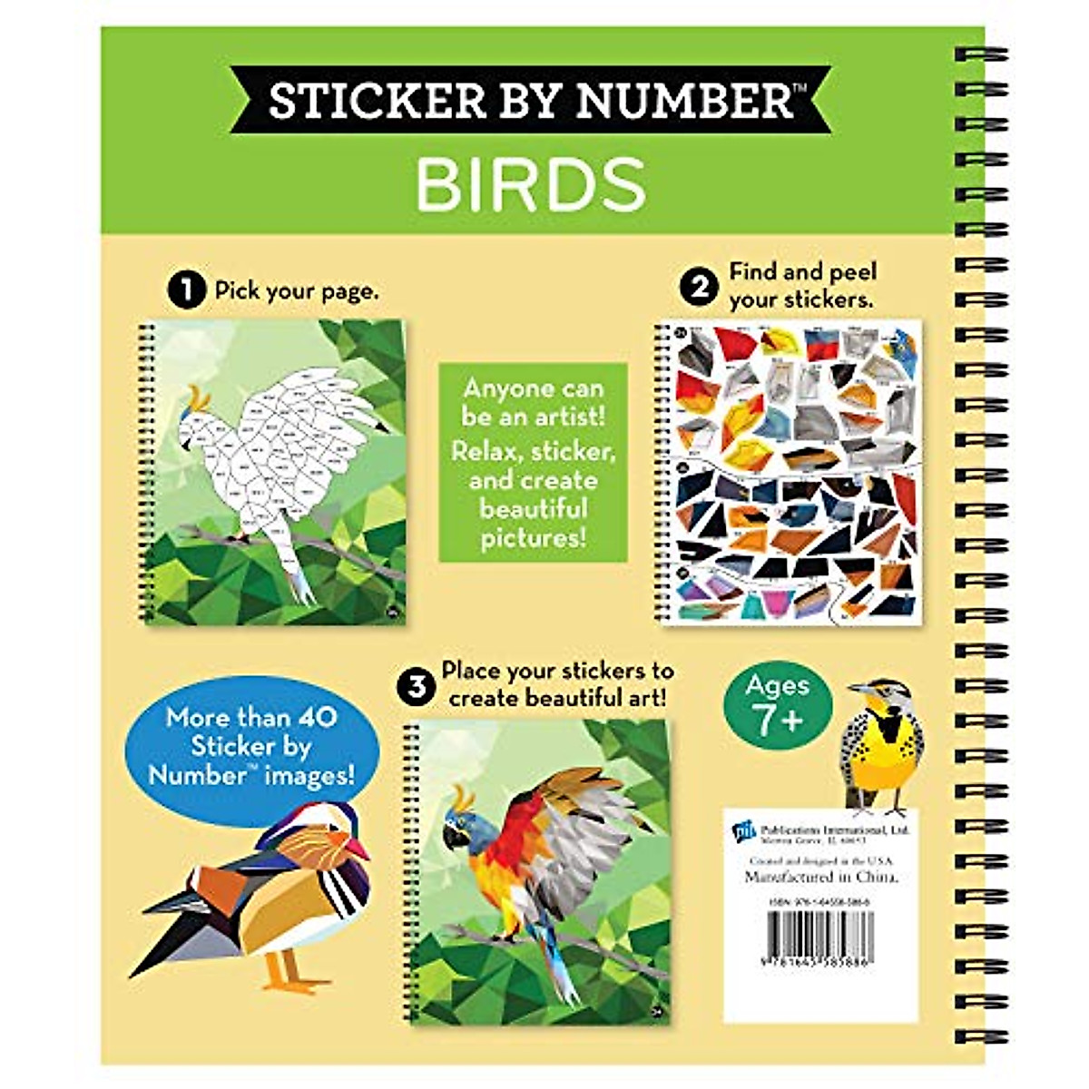 Brain Games - Sticker by Number: Birds (42 Images to Sticker)
