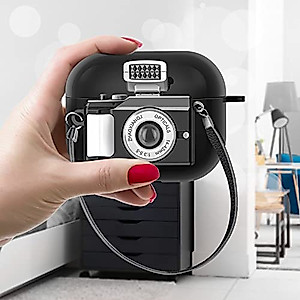 Coolden Compatible with AirPod 3rd Generation Case Cover Vintage Camera Design for Women Girls Creative Flash Shutter Function with Wrist Strap Soft Silicone Protective Shockproof Case for Airpods 3rd