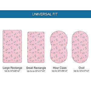 Bassinet Sheet 4 Pack for Baby Girls, Bassinet Sheets Universal Fit for Rectangle, Oval, Hourglass Bassinet Pad/Mattress, Stretchy Bassinet Sheets, Pink Print