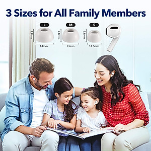 Memory Foam Tips for Apple AirPods Pro, V3.0, No Silicone Eartips Pain, Anti-Slip Replacement Ear Tips, Fit in The Charging Case, Reducing Noise Earbuds, 3 Pairs (Assorted Sizes S/M/L, Gray)