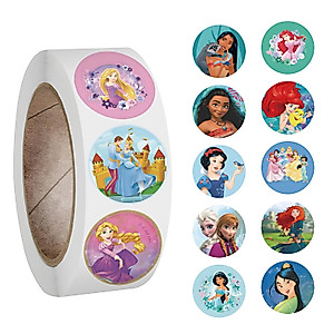 XTTUSDMTZ 1000Pcs Princess Stickers, 20 Patterns Decals Rolls Self Adhesive Seals for Scrapbooking Cards Envelopes Gifts