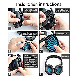 Replacement Ear Pad Cushion Memory Foam Ear Cup Repair for Bose Headphones Quiet Comfort 2 Qc2, Qc15, 25 Qc25, Ae2, Ae2I, Ae2W Headphone (Black 2)