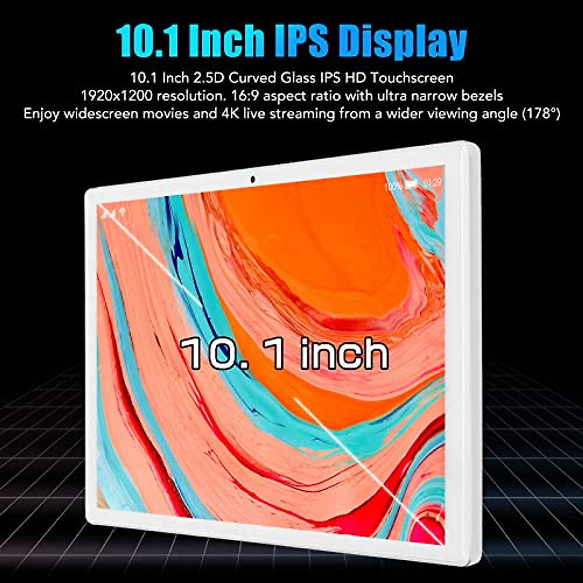 4G LTE Phone Tablet, HD 10.1 Inch Tablet Type C Charge 512GB US Plug Expandable 100‑240V 2.4G 5G WiFi 8GB RAM 128GB ROM for Learning for Office (White)