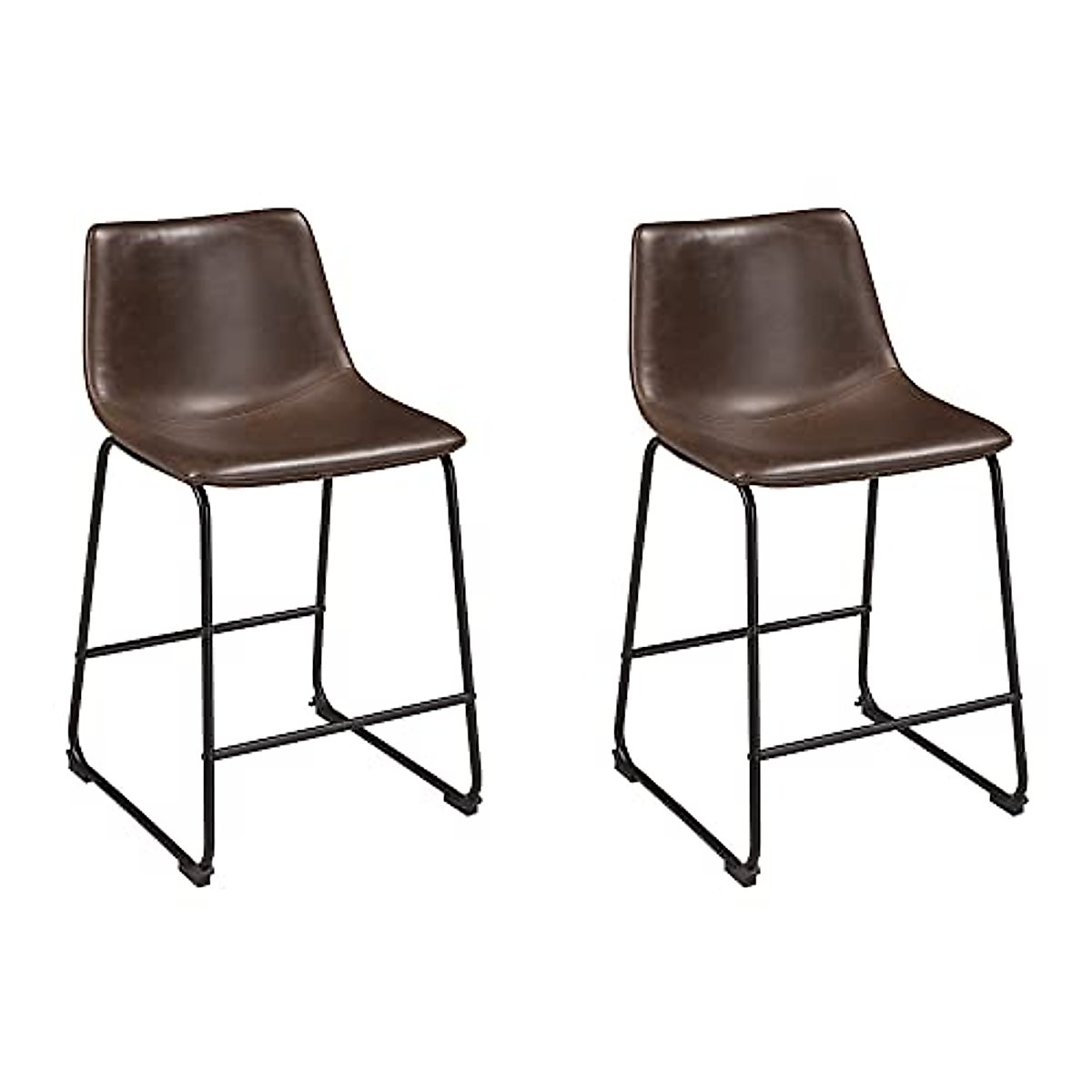 Signature Design by Ashley Centiar 24" Counter Height Modern Bucket Barstool 2 Count, Brown