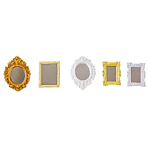 Birostiana 5pcs Miniature Dollhouse Accessories 1 12 Scale Miniatures Furniture Mirror Baroque Wall Mirror Mini Toys DIY Decor Ornament for Miniature Dollhouse Party Kit