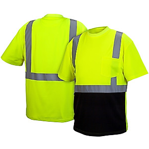 Pyramex RTS21B Series Moisture Wicking T-Shirt With Black Bottom Hi-Vis Lime Size Extra Large