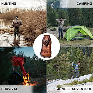 MiOYOOW 4.7" Pocket Knife Pouch, Carved Folding Knife Holster Horizontal/Vertical Leather Knife Holder for Camping Hunting Jungle Exploration