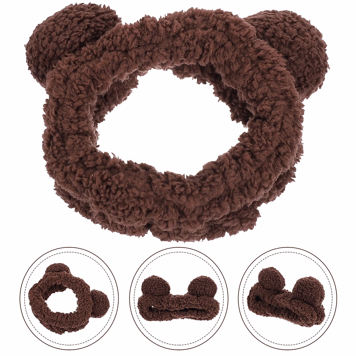 Beaupretty Face Wash Headband Bear Ears Headband Animal Ear Spa Headband Cute Makeup Hairband Shower Yoga Head Wraps for Girls Women (Coffee)