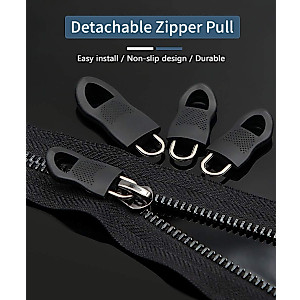 Zipper Pull, Universal Zipper Pull Replacement Kit, Removable Zipper Pulls Tab Replacement (20 Pcs), Black Zipper Pulls for Jackets, Luggage, Backpacks, Purses, Boots, Pants, Tents, (3 Styles 4 Sizes)