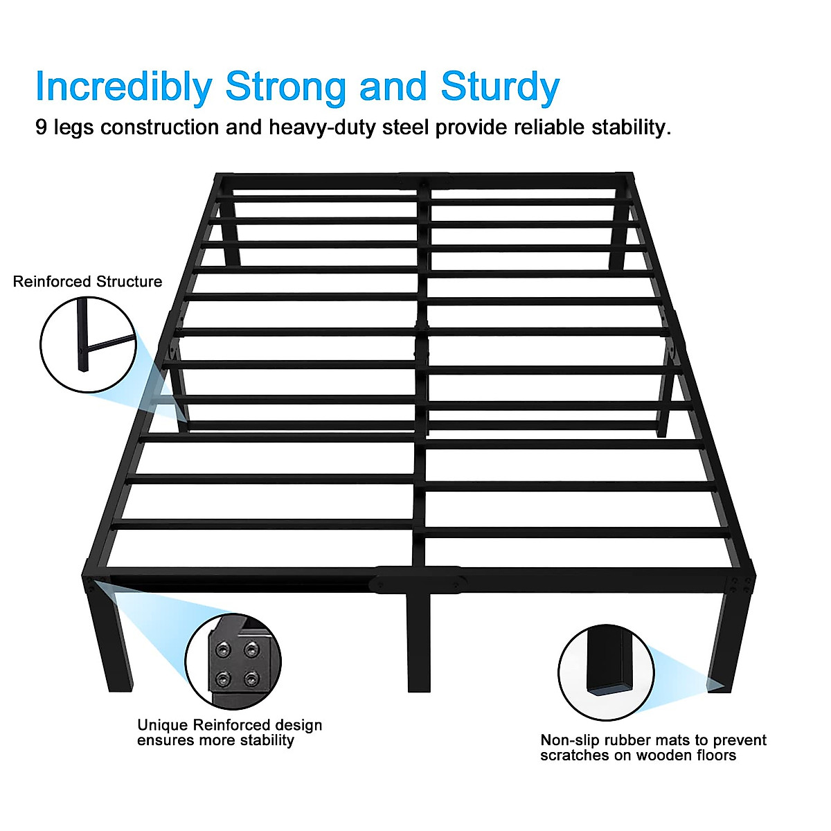 MOLATIN 14 Inch Metal Bed Frame,Heavy Duty Metal Platform Bed Frame, Easy Assembly,Sturdy Steel Frame, No Box Spring Needed,Full,Black