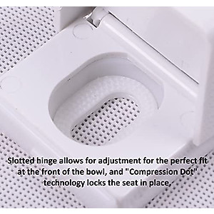 Bath Décor 1Q1R9-00 Styled for Eljer New Emblem Square Front Design Toilet Seat with Vari-Adjust Lok-Down Heavy Duty Hinge, Round, White