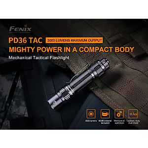 Fenix PD36 TAC Tactical Flashlight, 3000 Lumen USB-C Rechargeable, with LumenTac Organizer