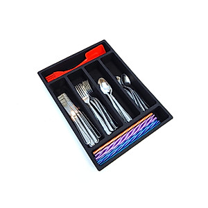 Polar Whale Flatware Silverware Drawer Organizer for Cutlery Forks Knives Spoons Serving Utensils Non-Slip Premium Waterproof Tray Insert 11 x 15 Inches 6 Slot Extra Deep Pair Set