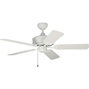 Monte Carlo 5HVO44RZW Haven Outdoor Ceiling Fan with Pull Chain, 44 inch, White - no Light, 5 MDF Blades