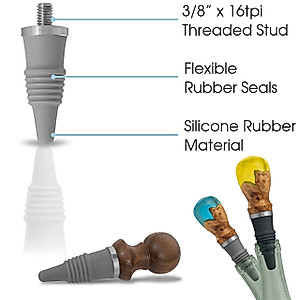 Deluxe Bottle Stopper Turning Kit with 2 Silicone Stoppers 3 Classic Chrome Stoppers 19/64 inch Drill Bit 1 inch 8 tpi Chuck and Ratcheting Handle with 3/8 inch Tap