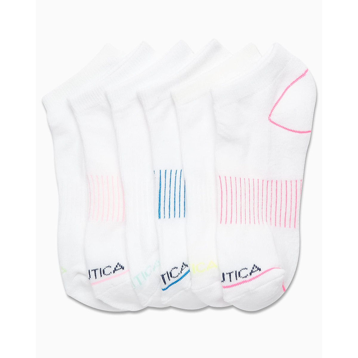 Nautica Women's Socks - Athletic Cushion Low Cut Socks (6 Pack), Size 4-10, Bright Assortment
