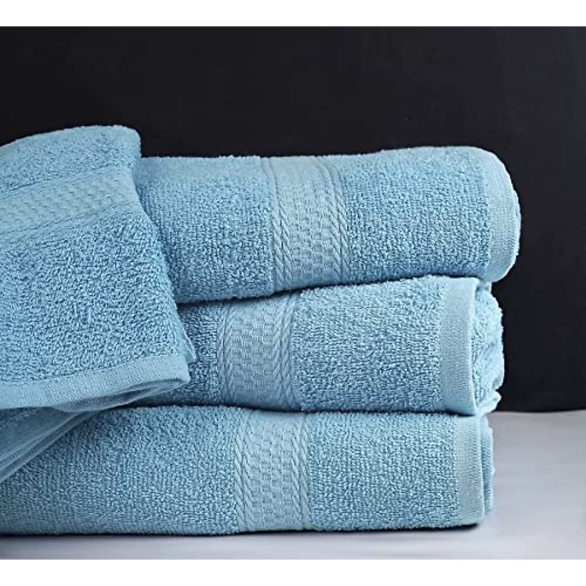 Brooklyn Linen 100% Cotton Bath Towels Set for Bathroom, 24x48 in Bath Towels 6 Pack, Large Hand Towels, Soft Absorbent, Premium Quality Aqua Blue Bath Towels