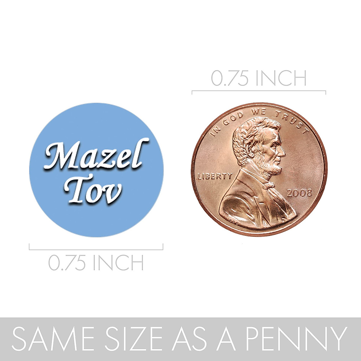 Blue Bar Mitzvah Mazel Tov Candy Favor Labels - 180 Stickers