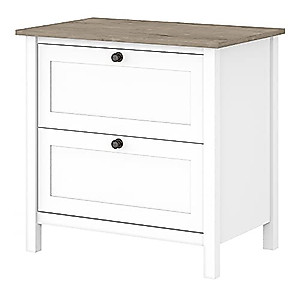 Bush Furniture Mayfield 2 Drawer Lateral File Cabinet, Pure White and Shiplap Gray